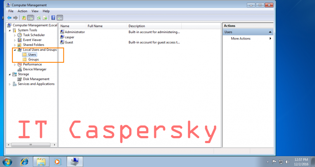 Create User Account Windows 7 - IT Caspersky